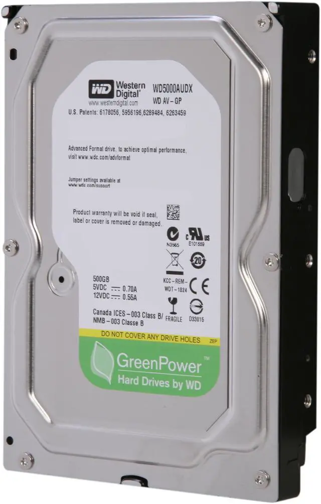 Western Digital AV-GP WD5000AUDX 500GB IntelliPower 32MB Cache SATA 6.0Gb/s 3.5" Internal Hard ...