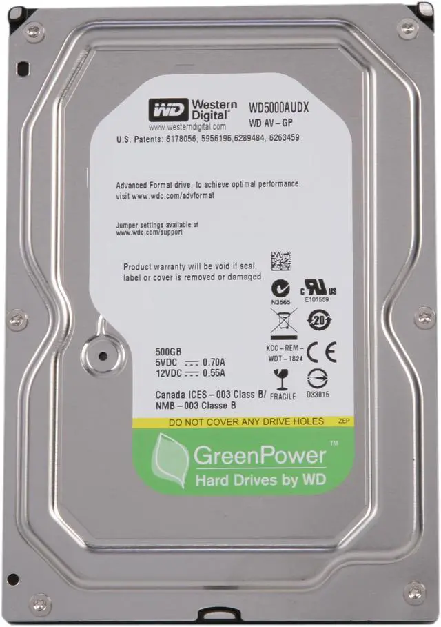 Western Digital AV-GP WD5000AUDX 500GB IntelliPower 32MB Cache SATA 6 ...