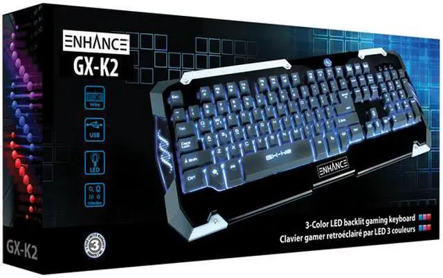 ENHANCE GX-K2 LED Gaming Keyboard with Mechanical Feel Hybrid Switches ...