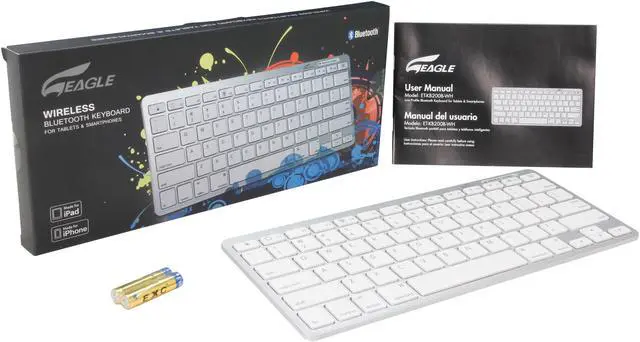 Eagle ET-KB200B-WH White Portable Bluetooth Keyboard for Tablets ...