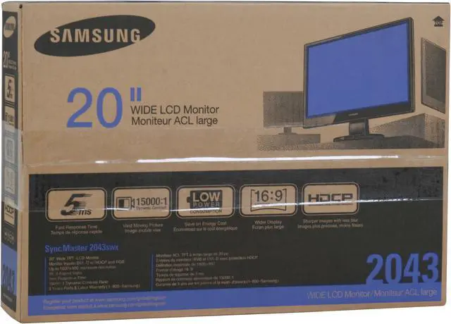 SAMSUNG 2043SWX Glossy Black 20" 5ms LCD Monitor 250 cd/m2 DC 15000:1 ...