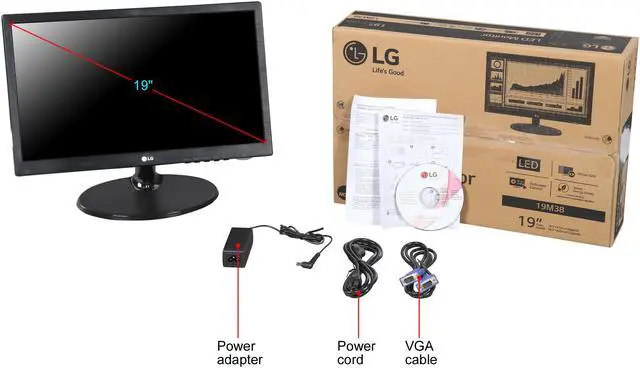 Open Box: LG 19M38D-B 19" 16:9 1366 x 768 LED LCD Monitor D-Sub, DVI ...