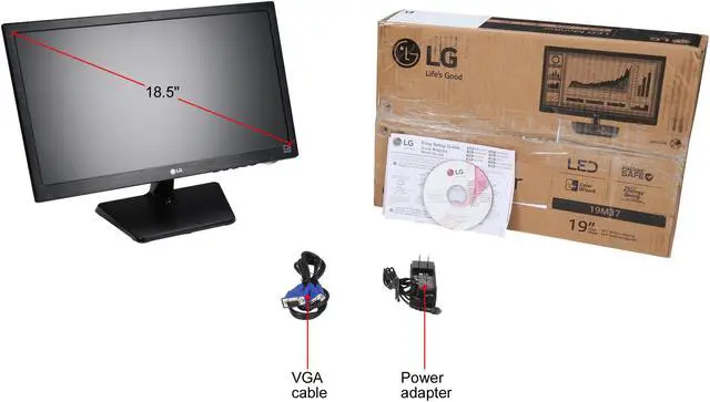 Refurbished: LG 19M37D-B Black 18.5" 5ms Widescreen LED Backlight LCD ...