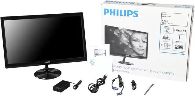 PHILIPS 247E4LHAB Black 23.6" 2 ms (GTG) Dual HDMI Widescreen LED ...
