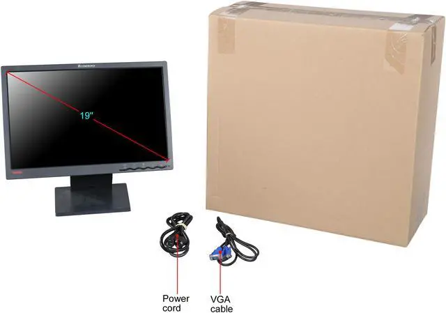Refurbished: Lenovo 19" 60 Hz LCD Monitor 5 ms D-Sub, DVI ThinkVision ...