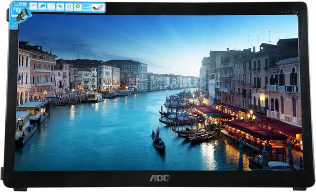 Refurbished: AOC 16" 60Hz Active Matrix, TFT LCD LCD Monitor 16 ms USB ...