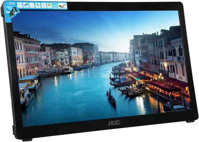 Refurbished: AOC 16" 60Hz Active Matrix, TFT LCD LCD Monitor 16 ms USB ...