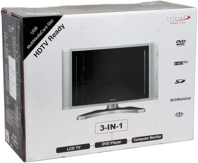 Initial DTV-172 17" Silver LCD TV with Built-In DVD player - Newegg.com