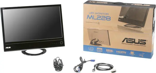 ASUS ML228H Glossy Piano Black 21.5" 2ms HDMI LED Backlight Widescreen ...