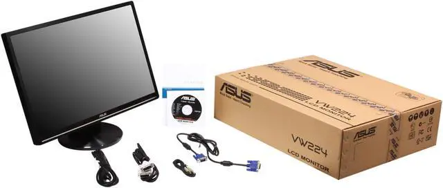 ASUS VW224T-B Black 22" 5ms Widescreen LCD Monitor 300 cd/m2 ASCR 5000: ...