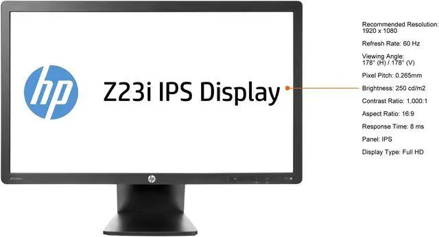 Refurbished: HP 23" 60Hz IPS FHD Monitor 8 ms D-Sub, DVI, DisplayPort Z ...