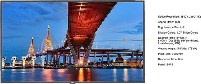 NEC Display Solutions MultiSync ME651 65" Public Display, 3840 x 2160 ...