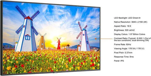 NEC Display Solutions M651-AVT3 65" LED LCD, UHD, High Haze, 24/7 ...