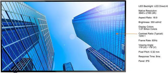 NEC Display Solutions E558 55" 4K UHD Display with Integrated ATSC/NTSC Tuner Built-in Speaker ...