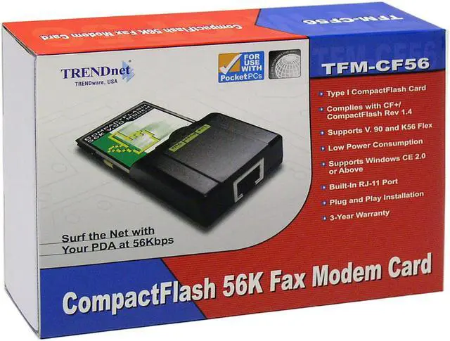 Open Box: TRENDnet TFM-CF56 Fax Modem CompactFlash Card - Newegg.com