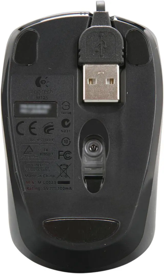 Logitech M125 Blue Wired Optical Retractable Corded Mouse - Newegg.com