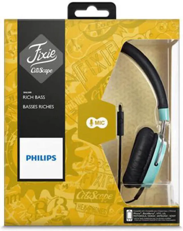 PHILIPS Teal SHL5305TL/28 FIXIE Stereo Headphone W/ Mic - Newegg.com