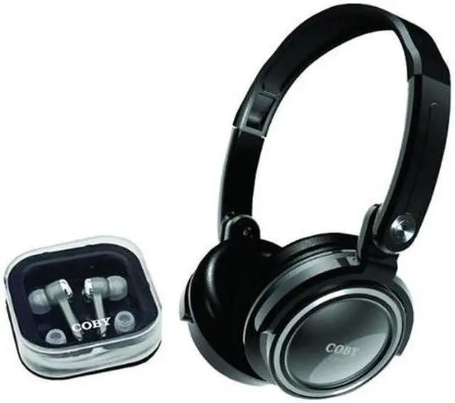 COBY CV215BLK 2 in 1 Deep Bass Stereo Headphones & Earphones - Newegg.com