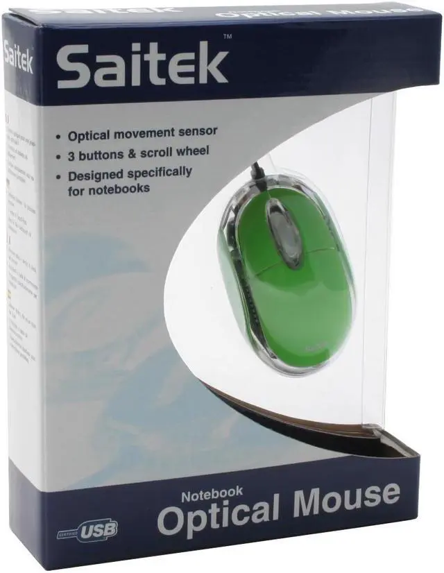 Saitek PM09AGN Green Wired Optical notebook Mouse - Newegg.com