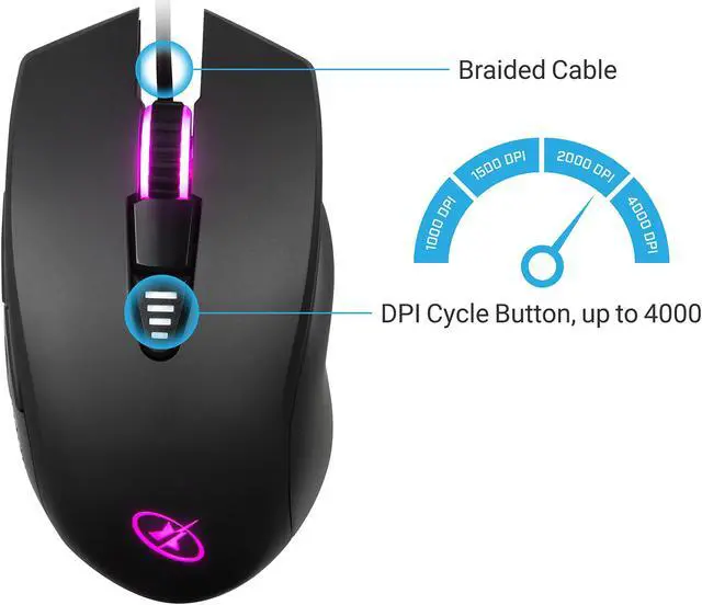 Rosewill Ergonomic Computer Laptop Gaming Mouse, 4000 dpi Advanced ...