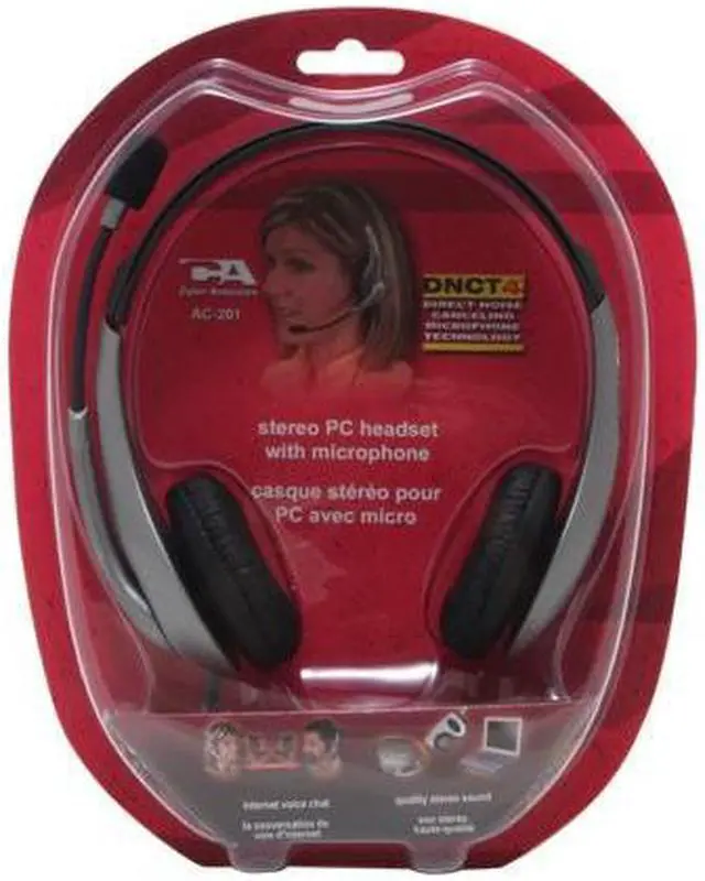 Cyber Acoustics AC-201 Supra-aural Speech Recognition Stereo Headset ...