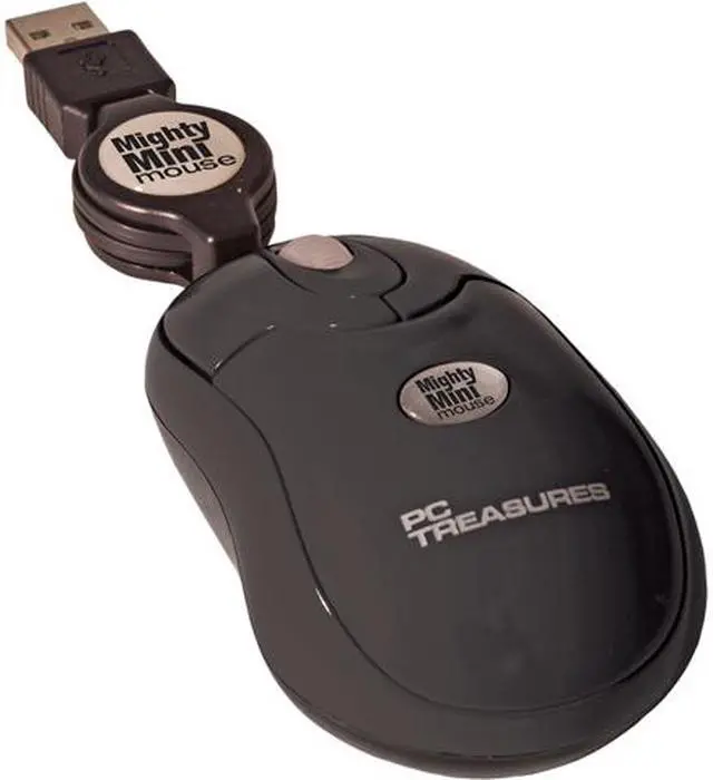 PC Treasures Retractable Mighty Mini Mouse 07223 Black Wired Mouse ...