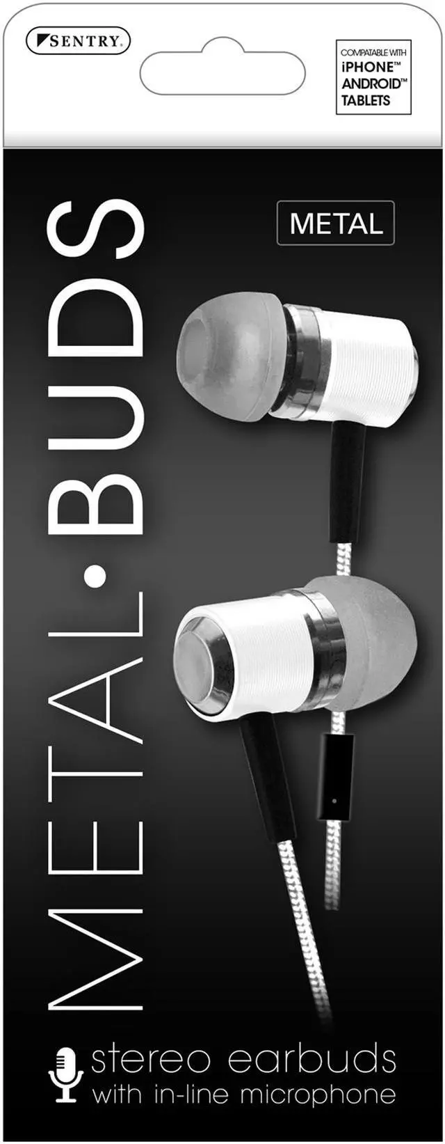 Sentry HPS-HM373 MicBuds Metal Stereo Ear Buds With Built-In Mic ...