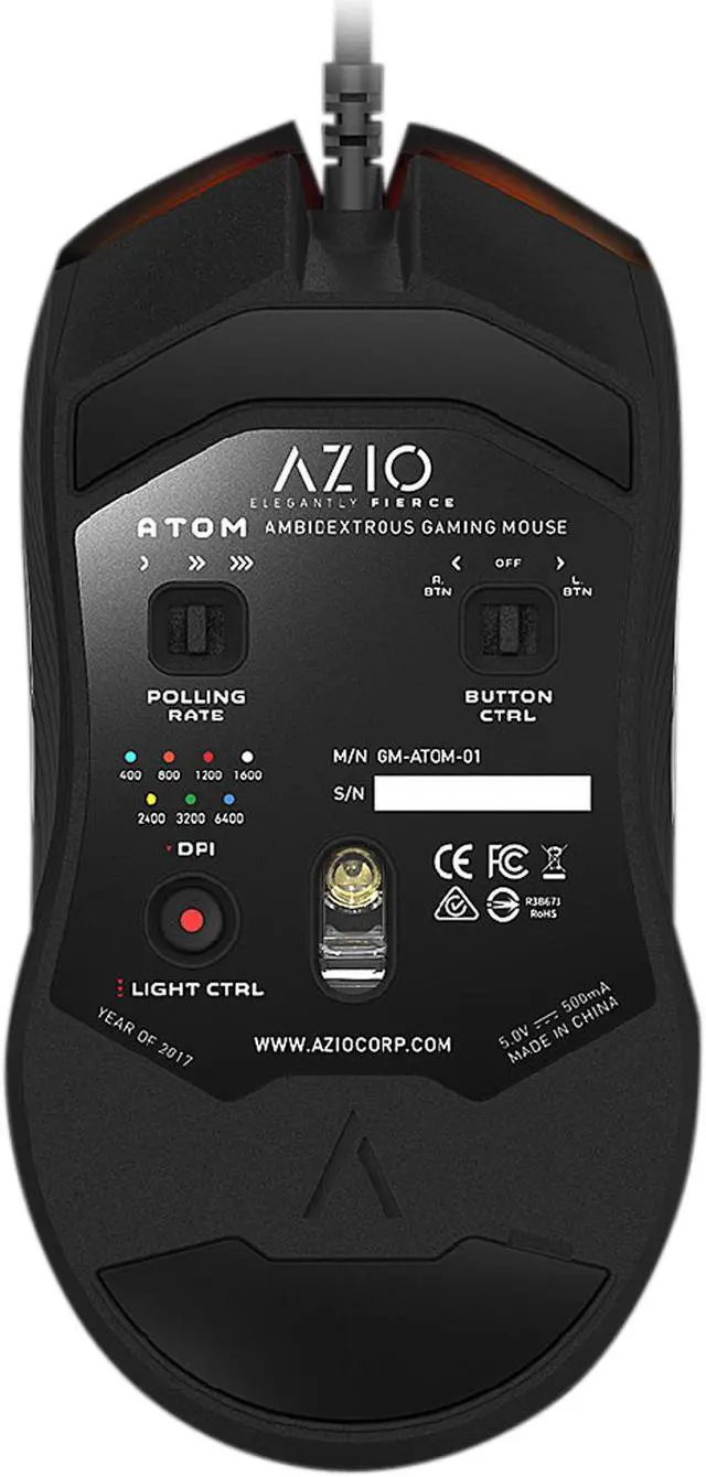 Azio ATOM Ambidextrous Backlit Gaming Mouse - Newegg.com