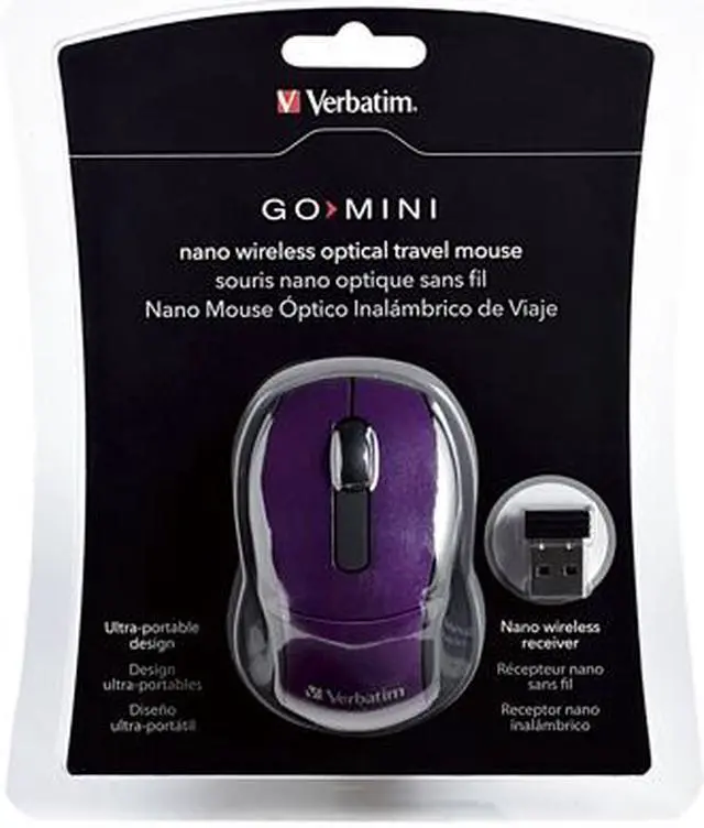 Verbatim 97473 Wireless Mini Travel Optical Mouse - Purple - Newegg.com