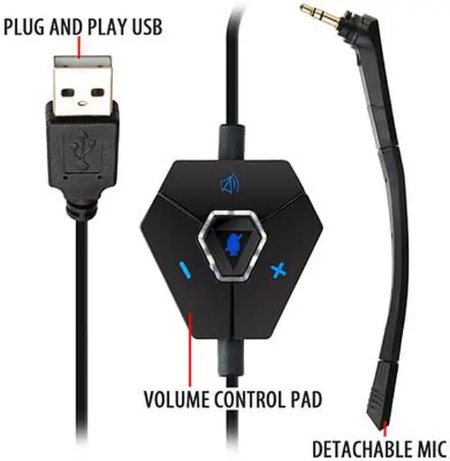 ENHANCE Gaming Headset with 7.1 Virtual Surround Sound, Blue LED ...