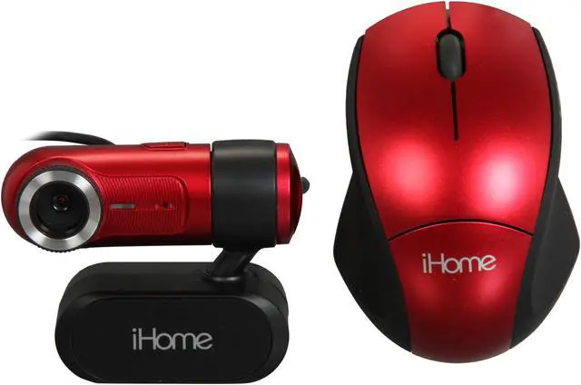 iHome IH-B910NR Red 2.4 GHz Wireless Laser Mouse / Webcam Bundle ...