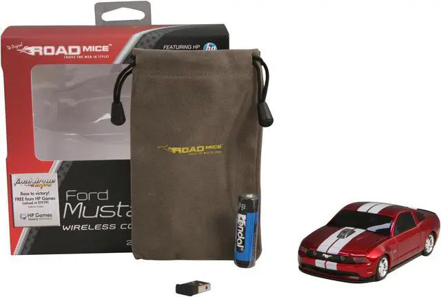 Road Mice Ford Mustang HP-11FDMGRXW Red/White RF Wireless Optical Mouse ...