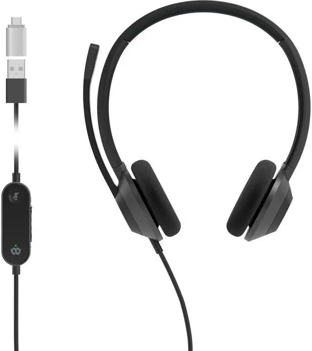 Cisco Headset 322 Wired Dual On-Ear - Carbon Black - USB HS-W-322-C ...