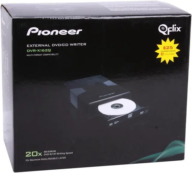 Pioneer Black Qfilx 20X DVD+R 8X DVD+RW 12X DVD+R DL 20X DVD-R 6X DVD ...