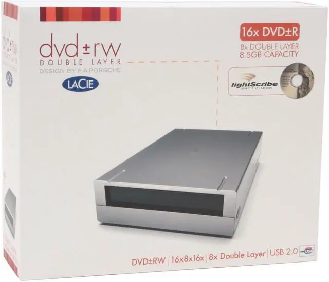 Open Box: LACIE USB 2.0 16X DVD±R External DVD Burner With LightScribe ...