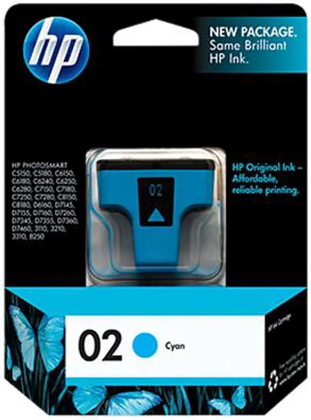 HP 02 Cyan Ink Cartridge (C8771WN#140) - Newegg.com