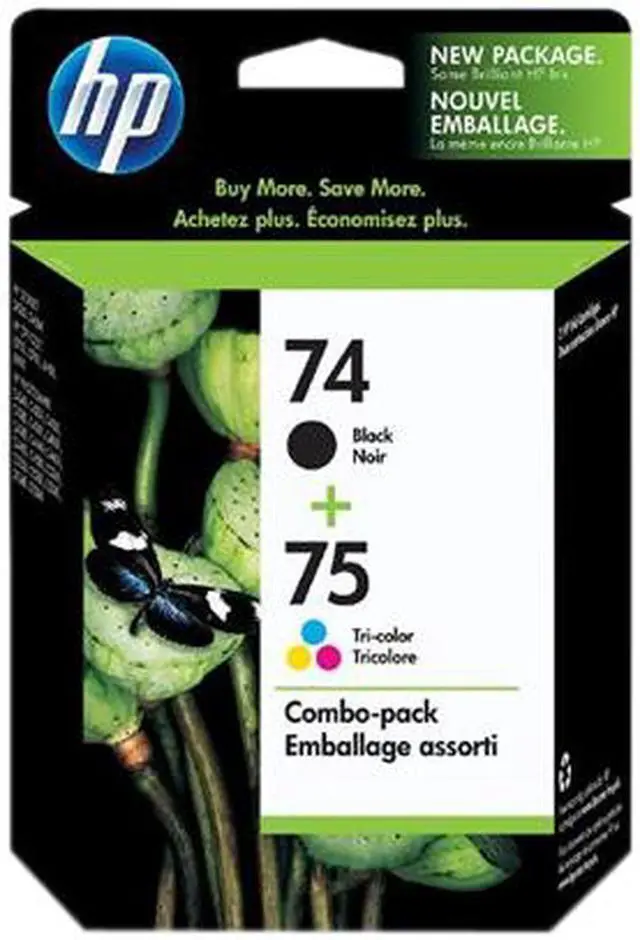 HP 74 75 Combo Pack (CC659FC#140) Ink Cartridge Black, Cyan, Magenta ...