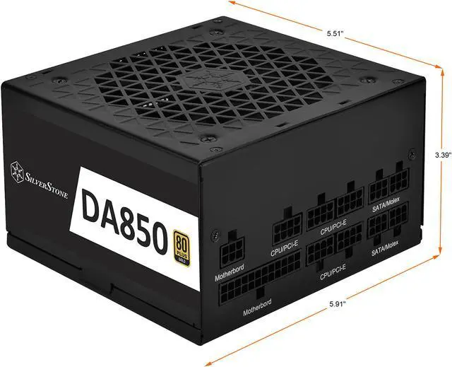 SilverStone DA850 Gold DA850-G 850 W ATX 80 PLUS GOLD Certified Full ...