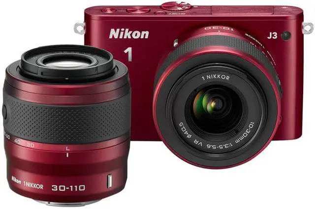 Nikon 1 J3 (27649) Red Advanced Camera with 10-30mm & 30-110mm VR ...