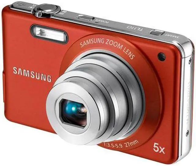 SAMSUNG TL110 Tomato Orange 14.2 MP 27mm Wide Angle Digital Camera HDTV ...