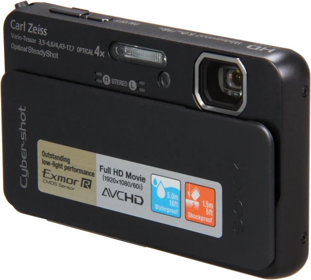 SONY DSCTX10/B Black 16.2 MP Waterproof Shockproof 25mm Wide Angle ...