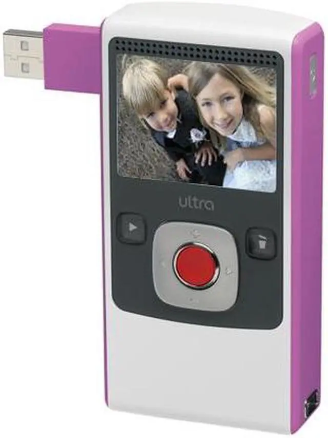 Flip Ultra Camcorder - White & Pink, 120 Minutes (2nd Generation ...