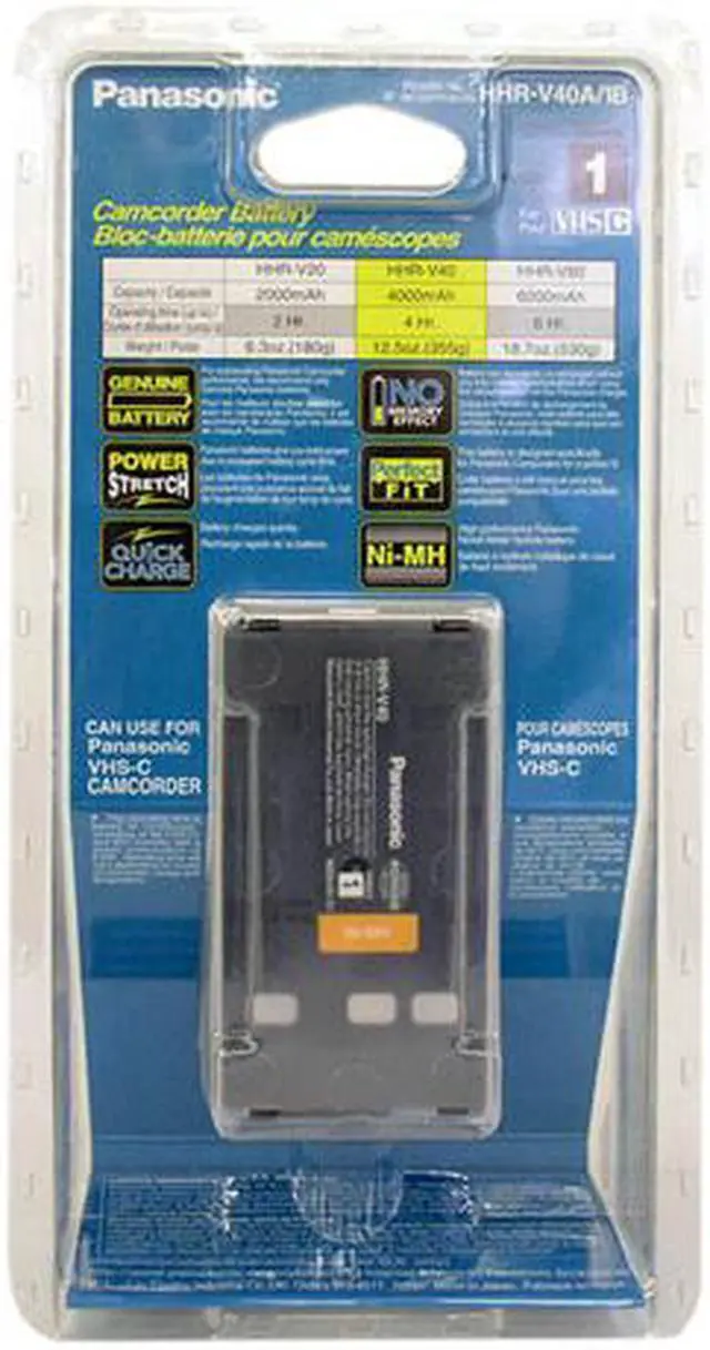 Panasonic HHR-V40A/1B Camcorder Battery for VHS-C Palmcorder Camcorder ...
