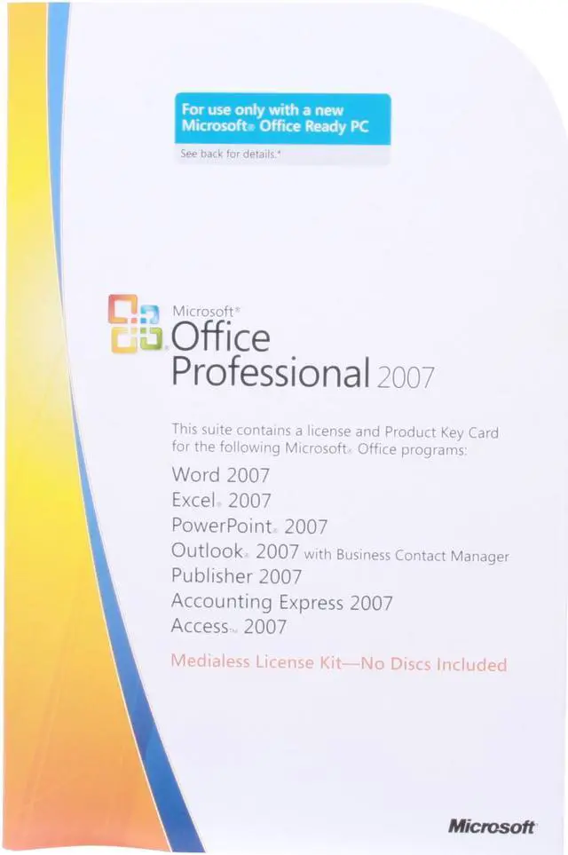 Microsoft Office Professional 2007 Win32 English 3PK DSP OEI (MedialessLicense Kit: Media ...