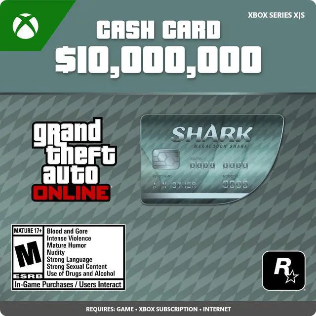 Grand Theft Auto Online: $10,000,000 Megalodon Shark Cash Card Xbox ...