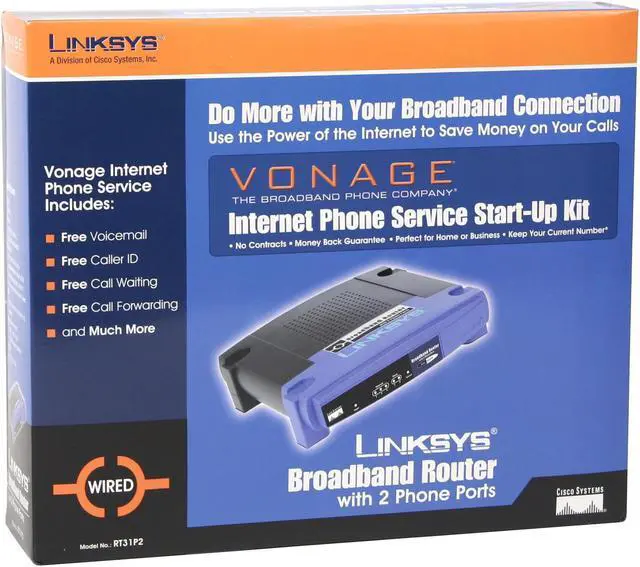 LINKSYS RT31P2 Broadband Router with 2 Phone Ports. Powered by Vonage ...