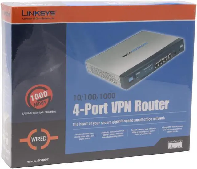 LINKSYS RV0041 10/100/1000Mbps 4-Port VPN Router - Newegg.com