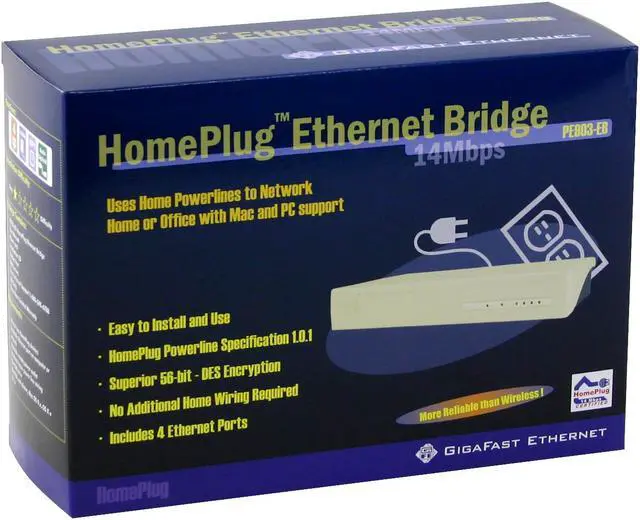 Open Box: GIGAFAST PE903-EB 4-port Homeplug Ethernet Bridge - Newegg.com