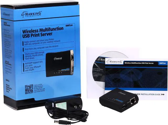 Hawking Technology Wireless Multifunction USB 2.0 Print Server/Device ...