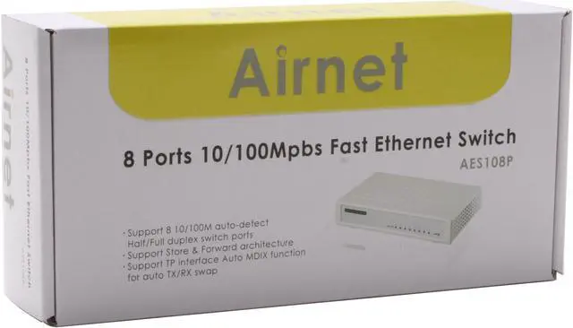Airnet AES108P 8 port N-way Fast Ethernet Switch - Newegg.com